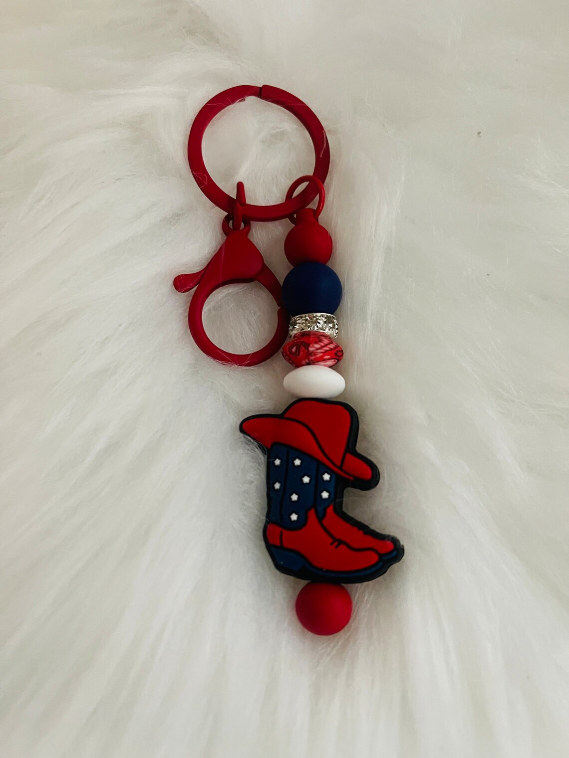 Western Keychain, Cowboy Hat, Floral Cow, Thunderbird, Silicone Beads ...