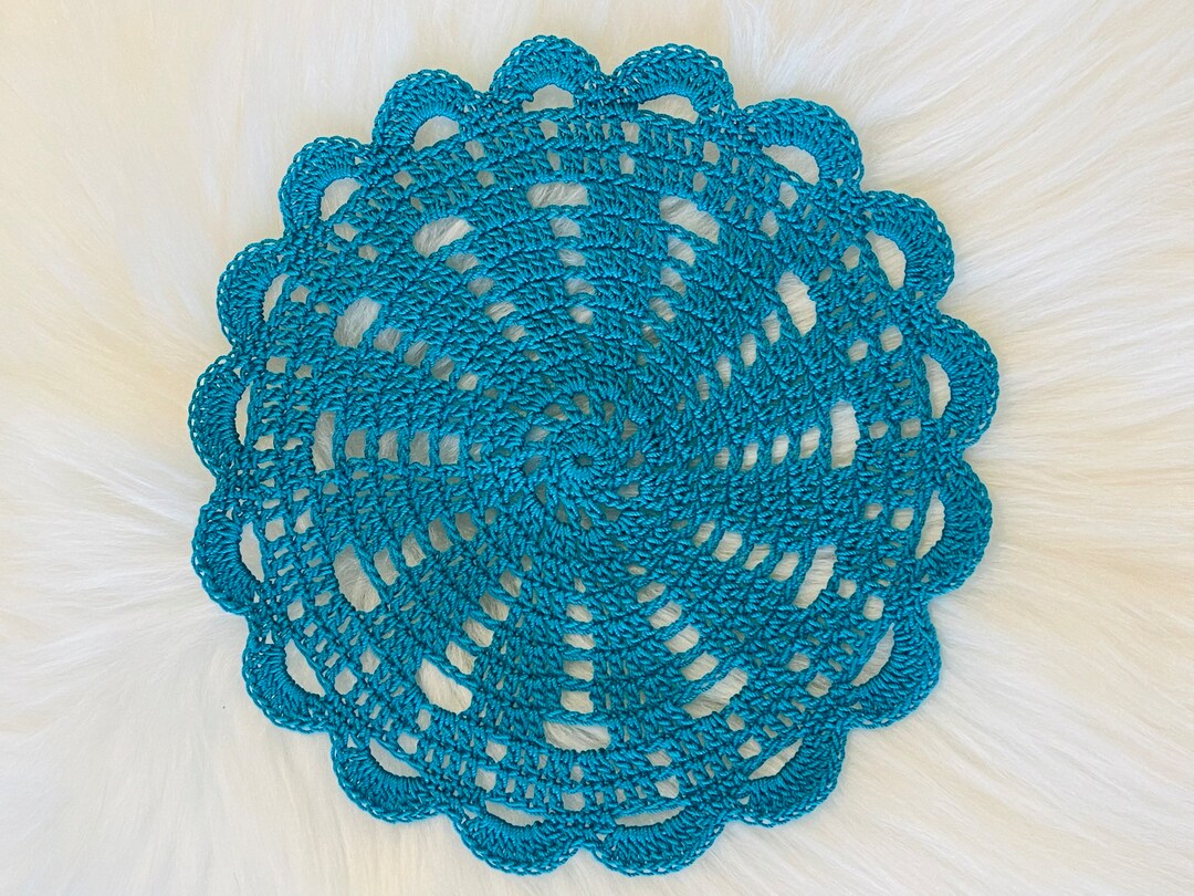 Peacock Doily, Turquoise Doily, Southwest Doily, Small Doily. - Etsy