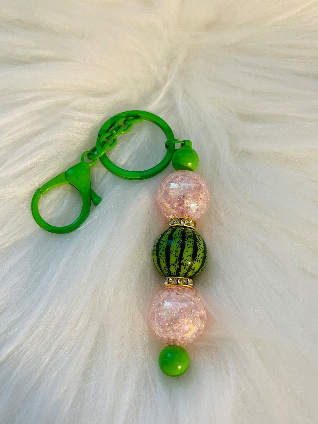 Watermelon Keychain, Pink and Green Keychain, Green Keychain, Lime Key ...