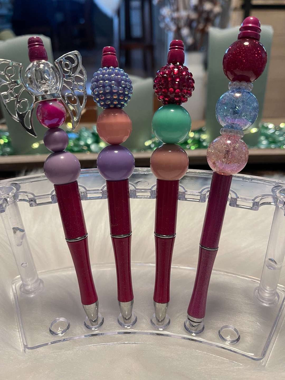 Dark Pink/raspberry Bubblegum Beaded Pens, Angel Memorial Pen ...