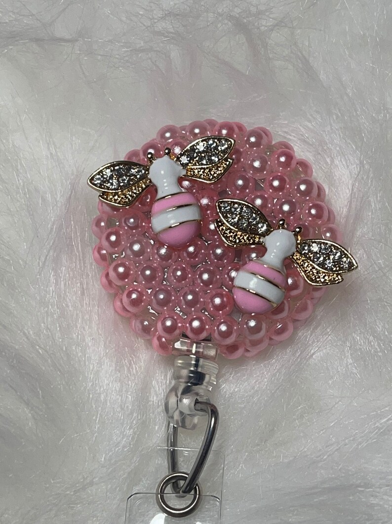 Pink Bumblebee Rhinestone Retractable Badge Reel – Name Tag Holder - Etsy