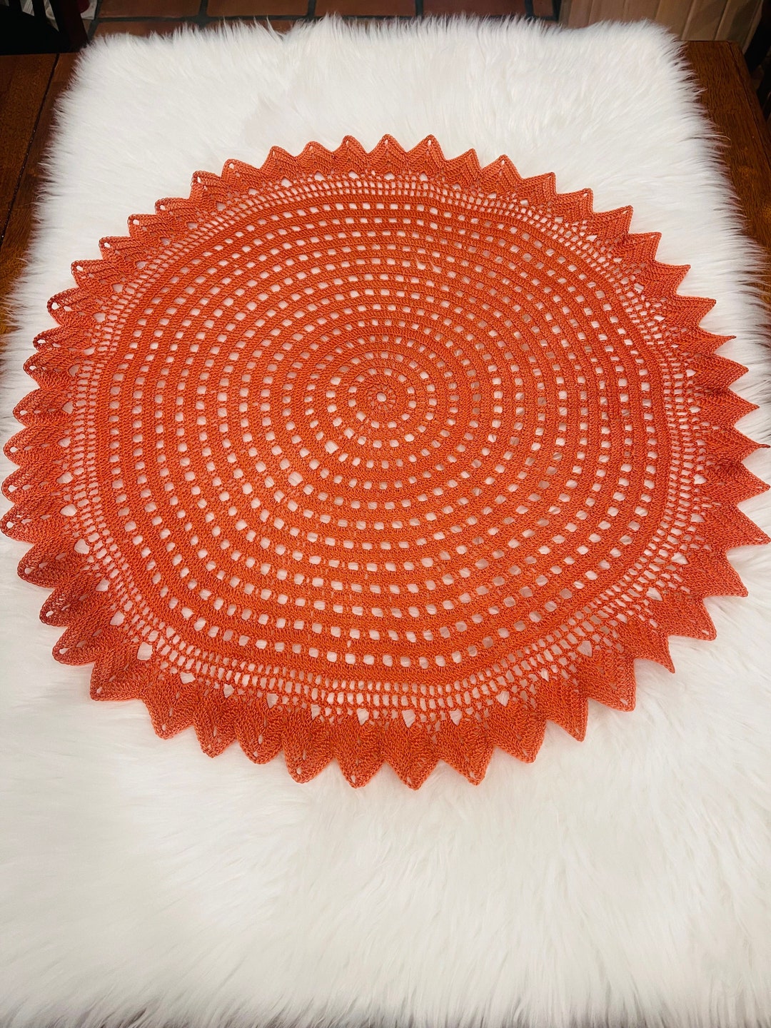 Burnt Orange Doily, Orange Doily, Papaya Doily, Harvest Doily, Autumn ...