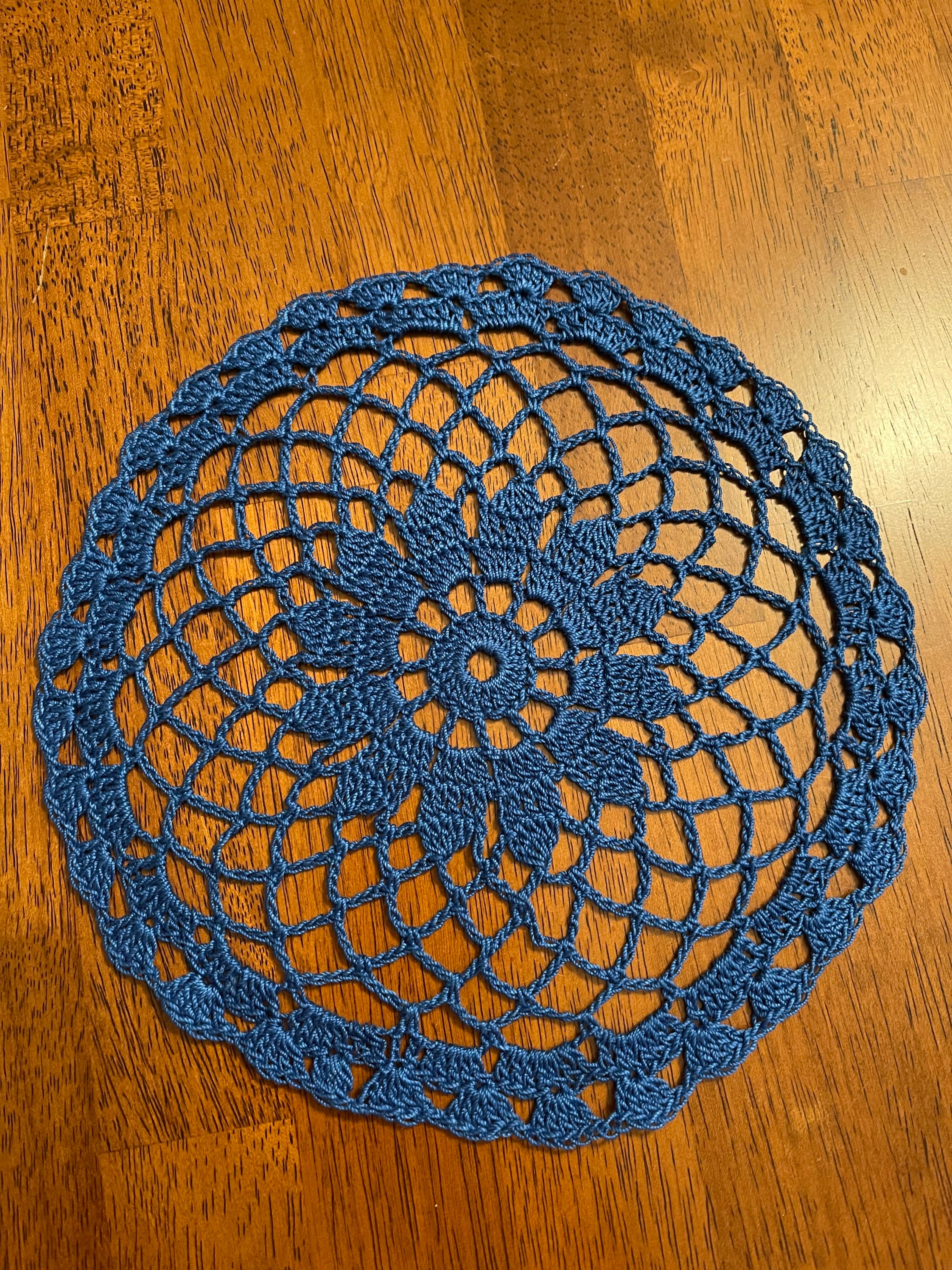 Royal Blue Small Round Blue Doily Hand Crocheted Doily - Etsy