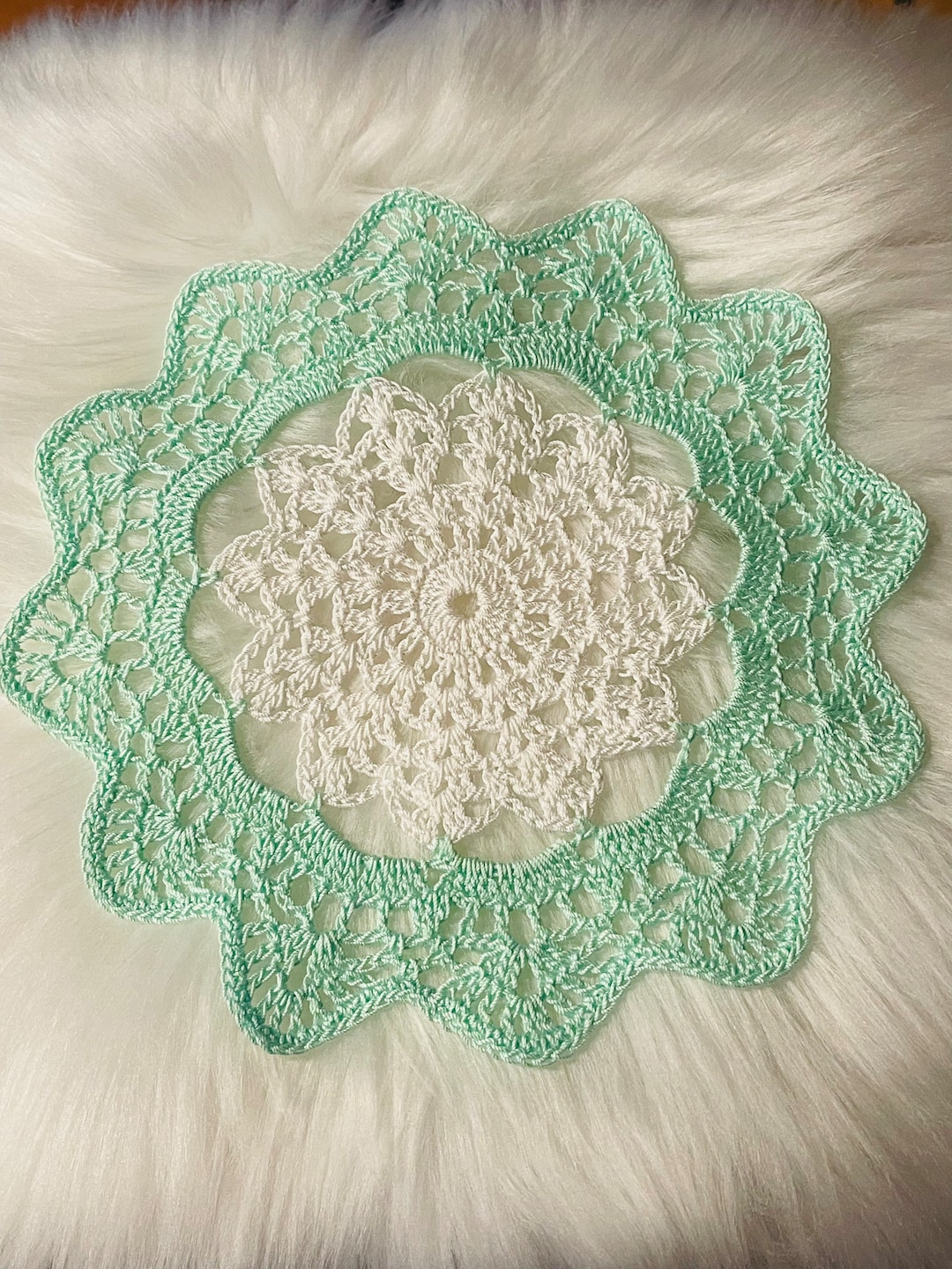 Mint Green and White Doily, Green Doily, Spring Doily. - Etsy