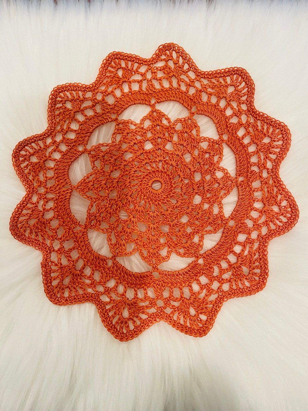 Burnt Orange Doily, Orange Doily, Fall Doily, Harvest Doily, Autumn ...