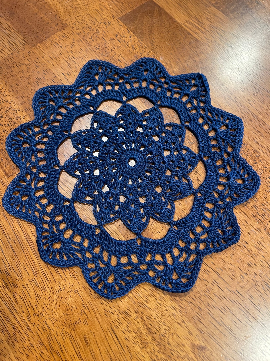Navy Blue , 9” Hand Crocheted Doily. - Etsy