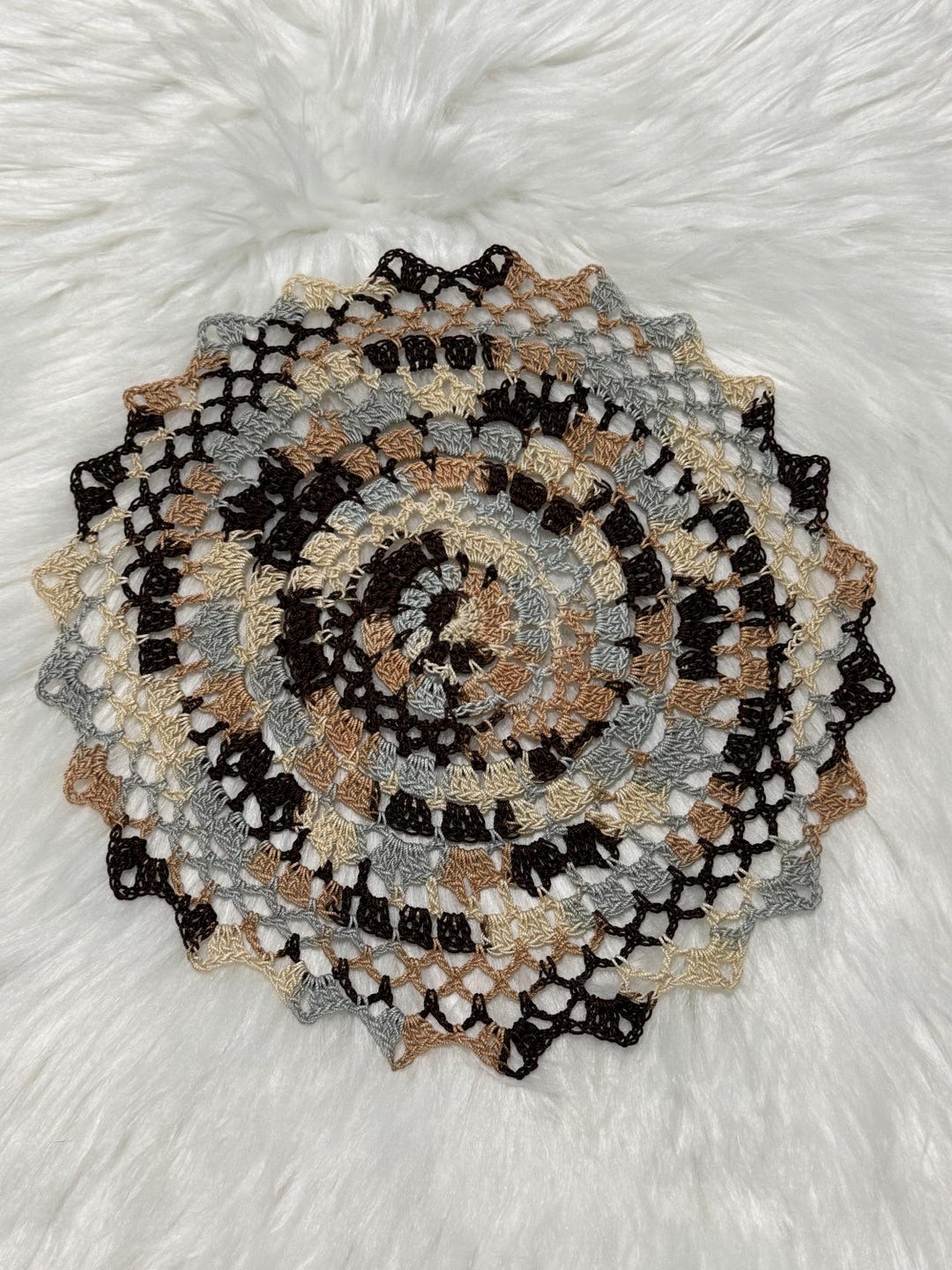 Variegated Brown Doily, Centerpiece Doily, Buffet Doily, Thank You Gift ...