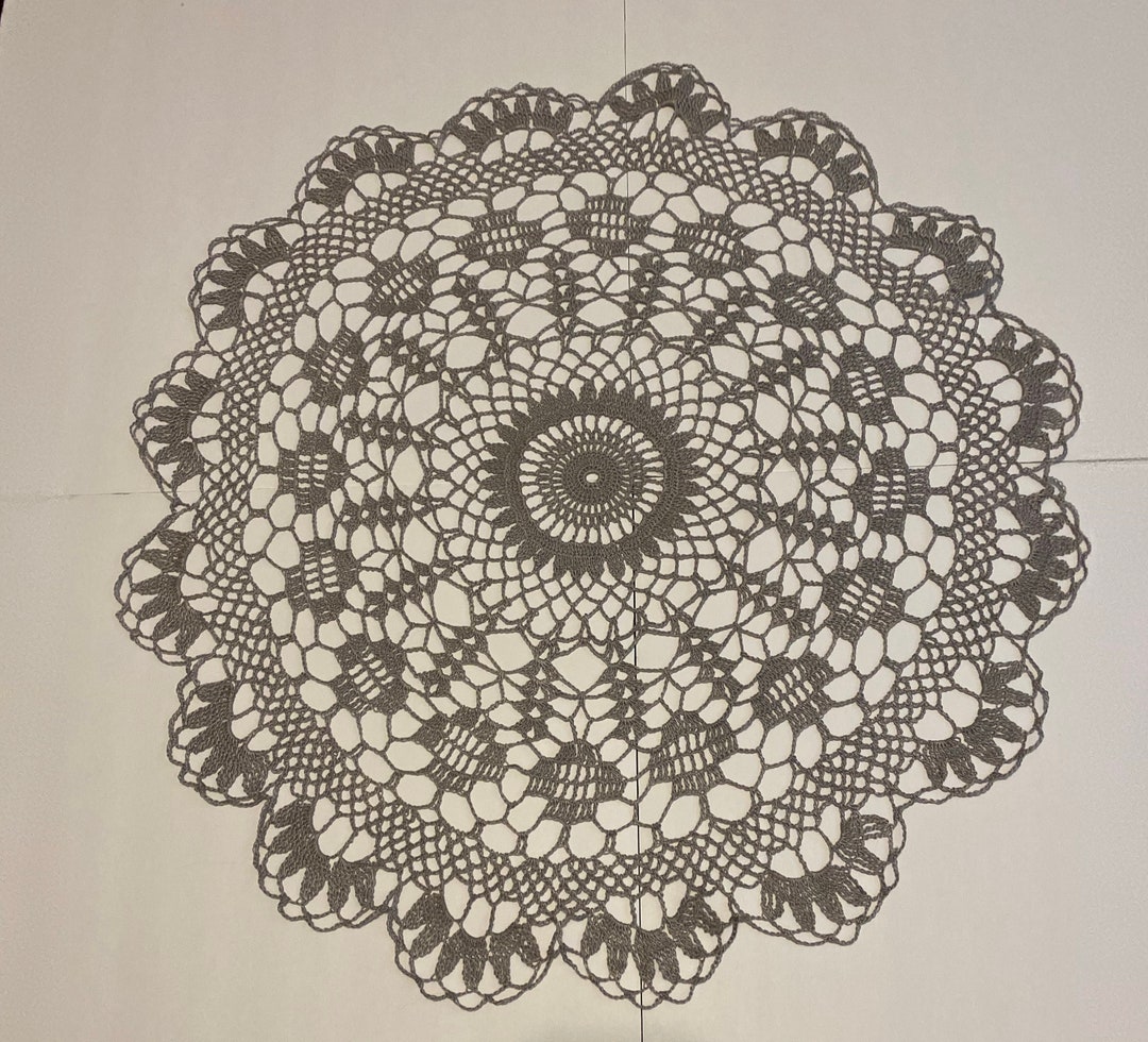 26 Inch Gray Hand Crocheted Doily - Etsy