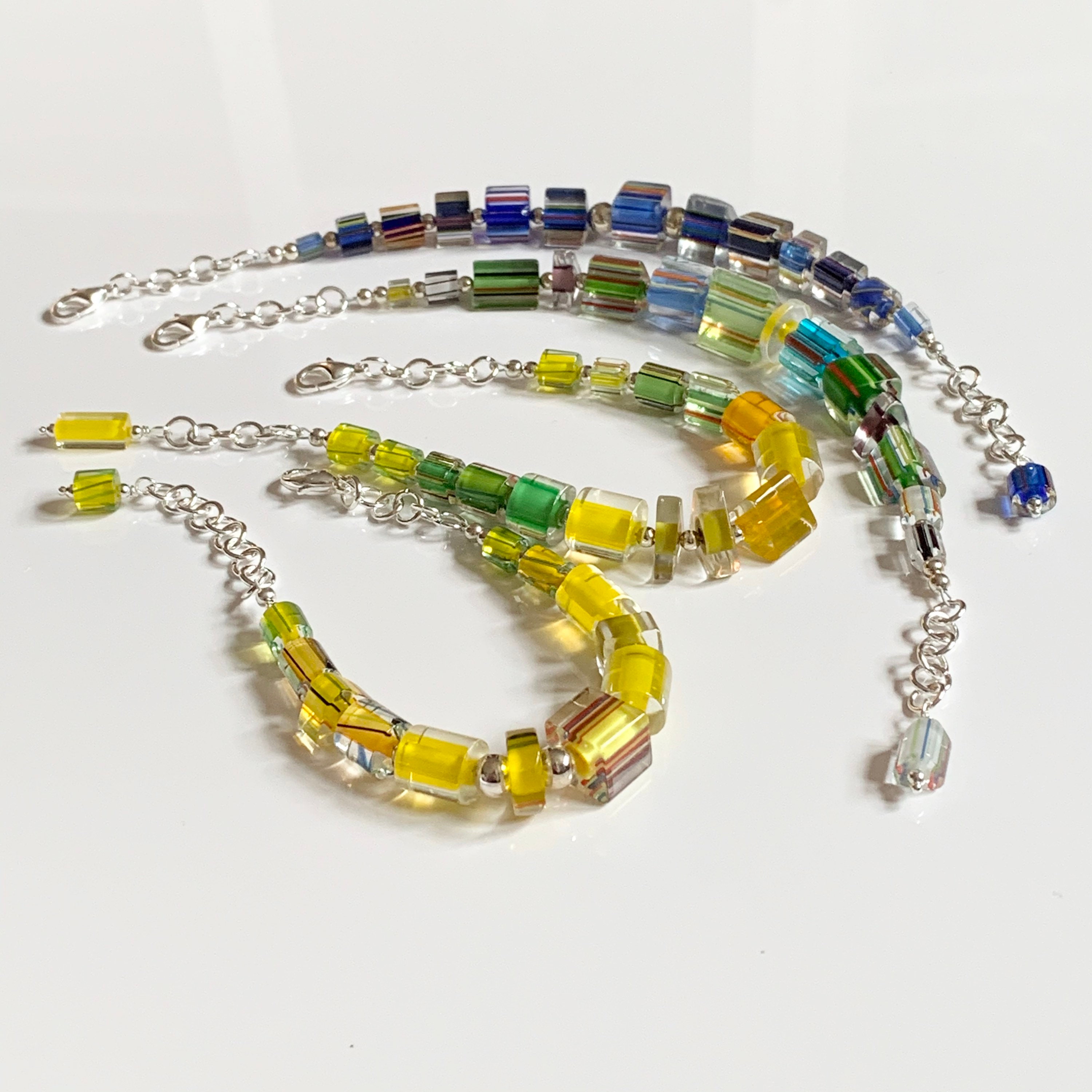 Silver Cane Glass Bracelet