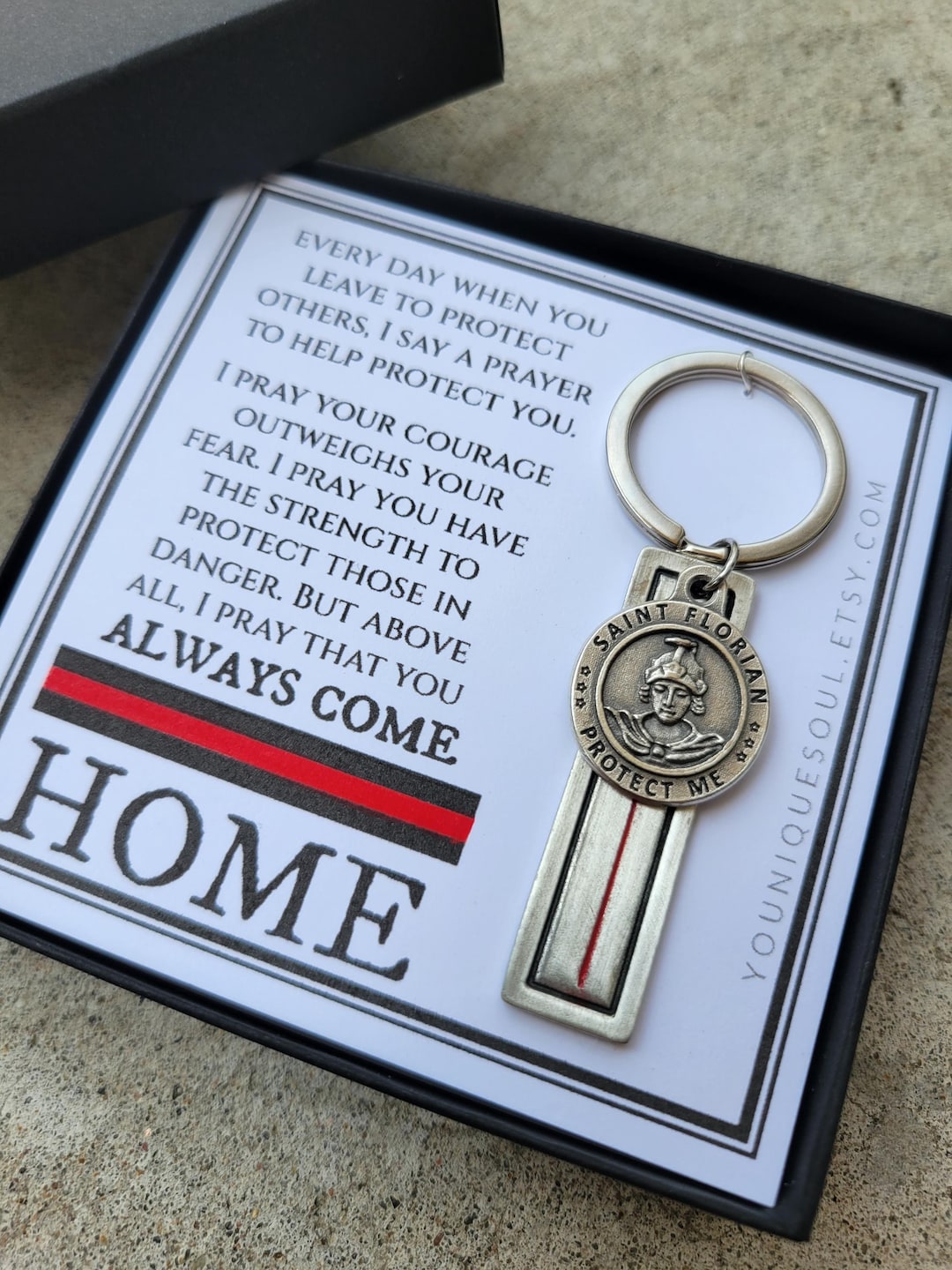 St. Florian Firefighter Keychain: Guardian Angel, First Responder Gift ...