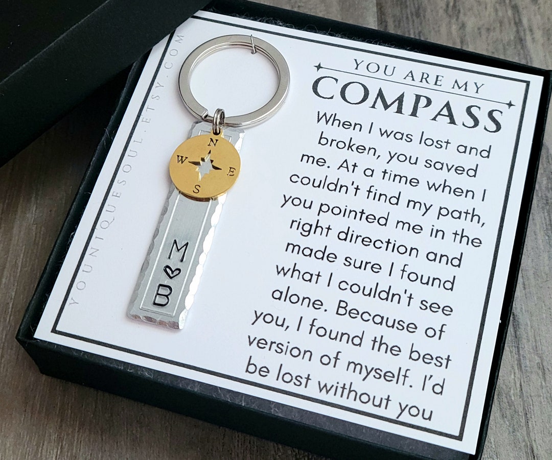 Personalized You Are My Compass Keychain, Gift for Best Friend, Soul ...