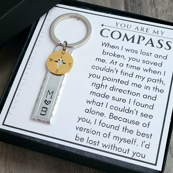 Engraved Compass Keychain - Etsy
