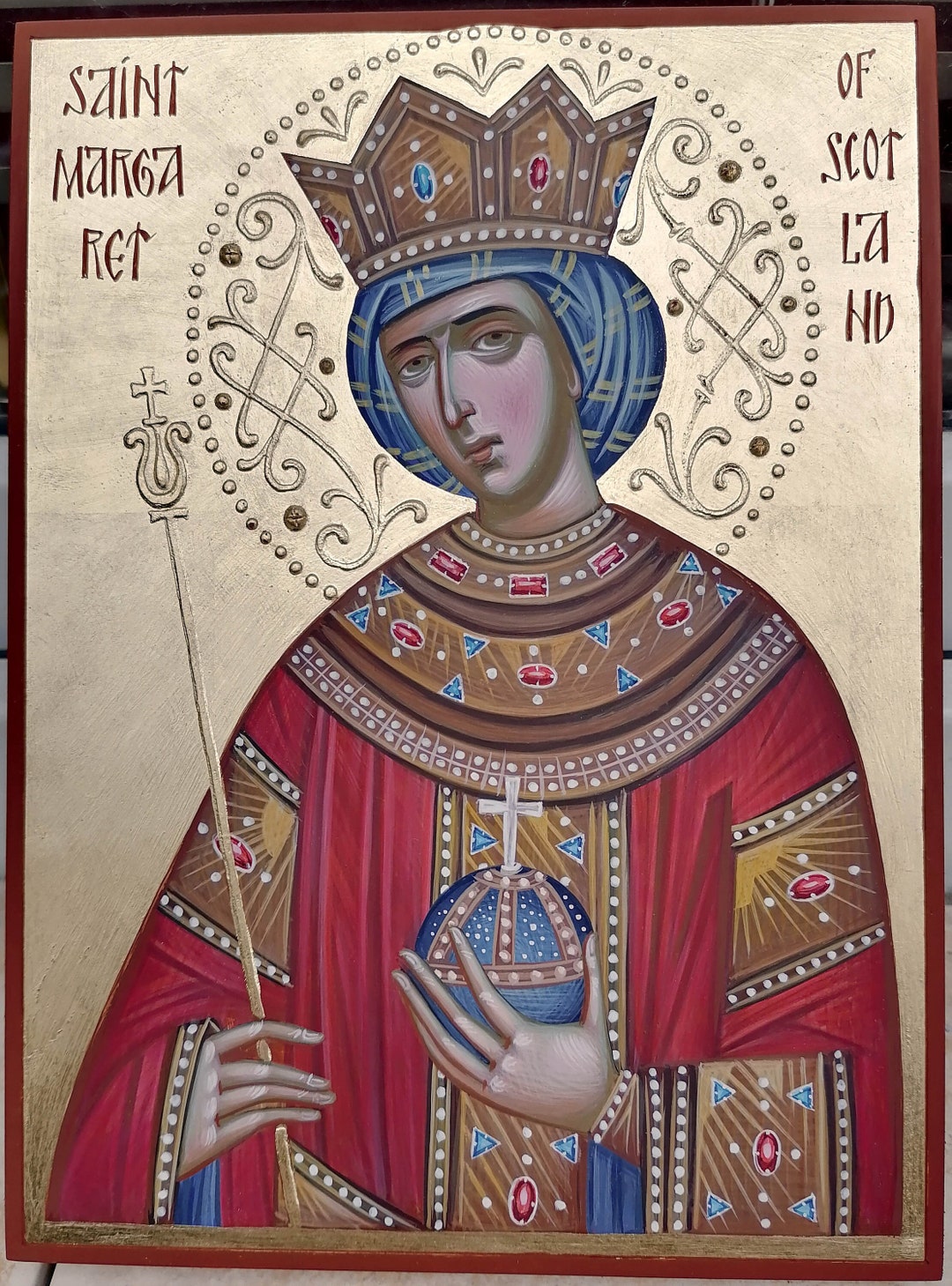 St. Margaret of Scotland Icon, Saint Art, Religious Icon, Hand Painted ...