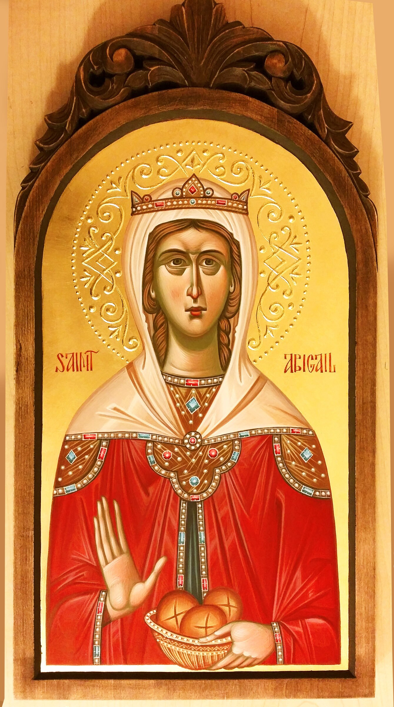 hand-painted icons of St Abigail and icon of St Porphyrios, reserved ...