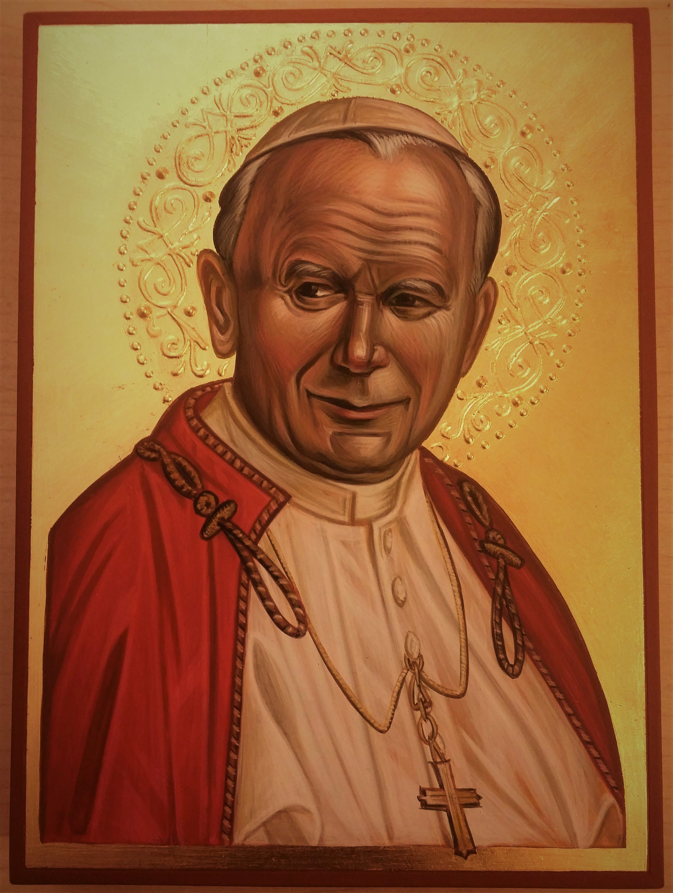 Icon Of Pope John Paul II, hand-painted icon, Reserved listing