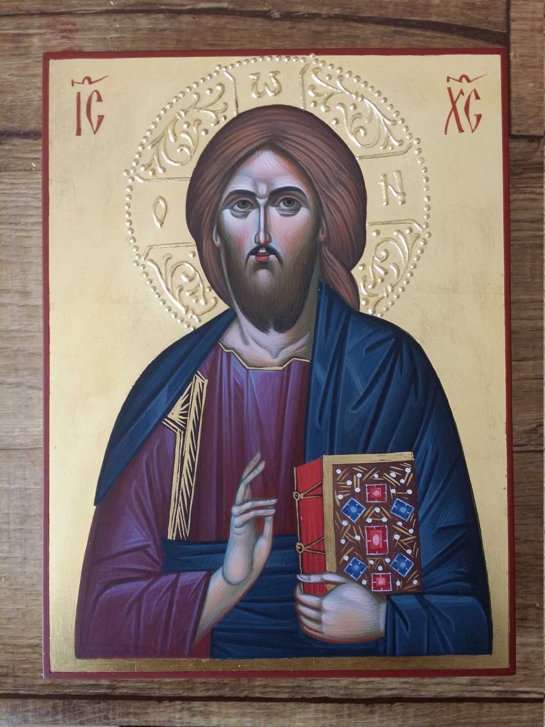 Jesus Christ Icon, Christ Pantocrator Hand Painted Icon, Byzantine Icon ...