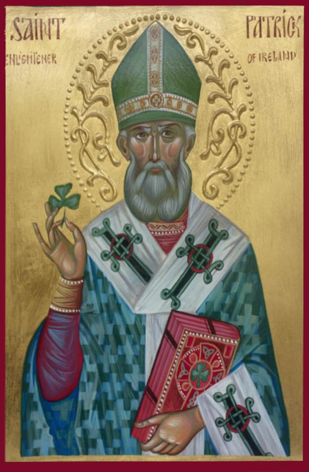 Saint Patrick Icon, Hand - Painted, Bishop in Ireland, "apostle of ...