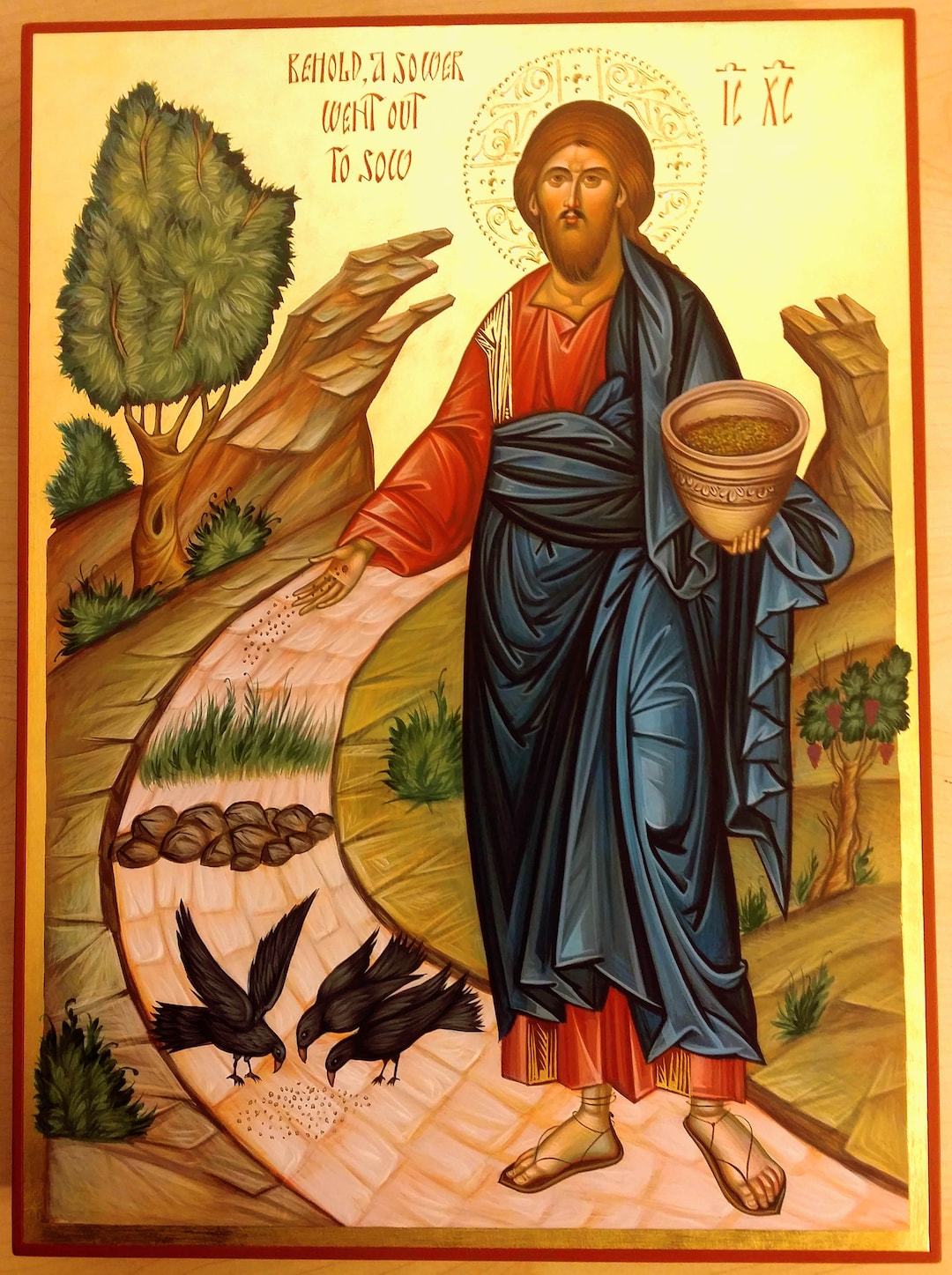 Christ Sower of Good Seed Icon, Hand Painted, Orthodox Icon, Parable of ...