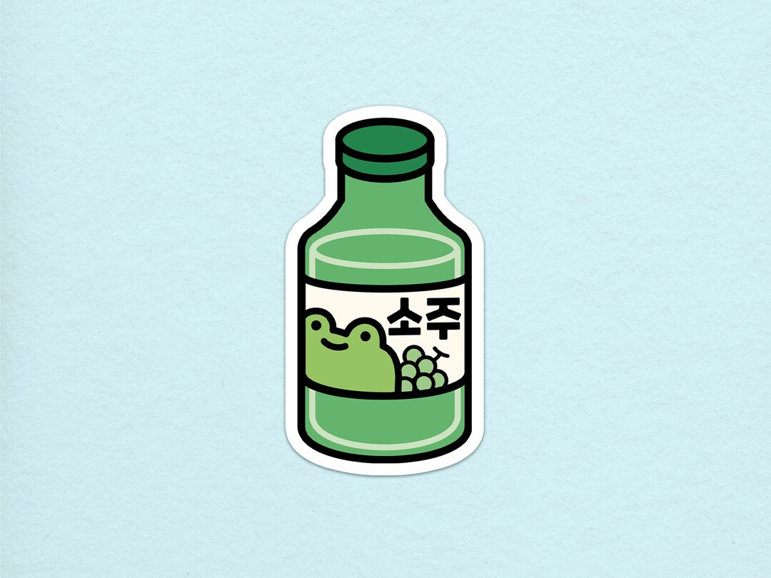 Froggy Soju Sticker | Cute Korean Soju Bottle Sticker, Green Grape Soju ...