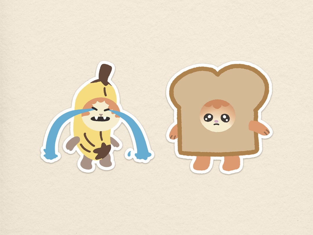 Banana Cat & Toast Cat Meme Vinyl Sticker - Kawaii Kitty Stickers ...