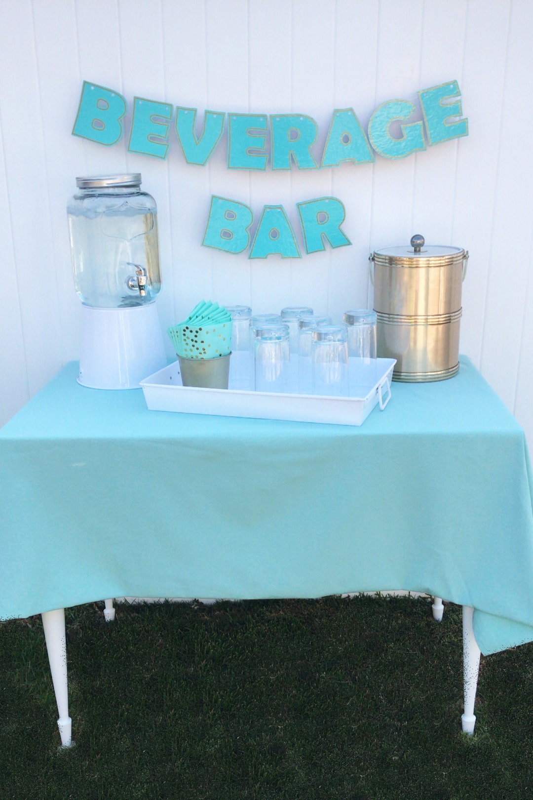 Beverages Letter Banner, Beverage Bar, Mint Gold, Wedding Drink Bar ...