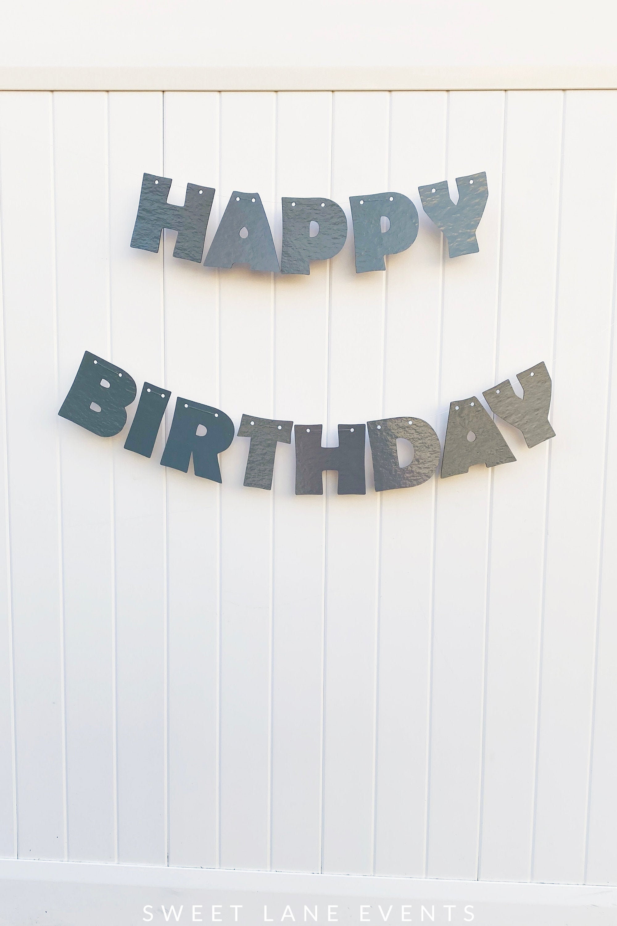 Happy Birthday Banner, Grey, Birthday Party Decoration Sign, Boys Gray ...