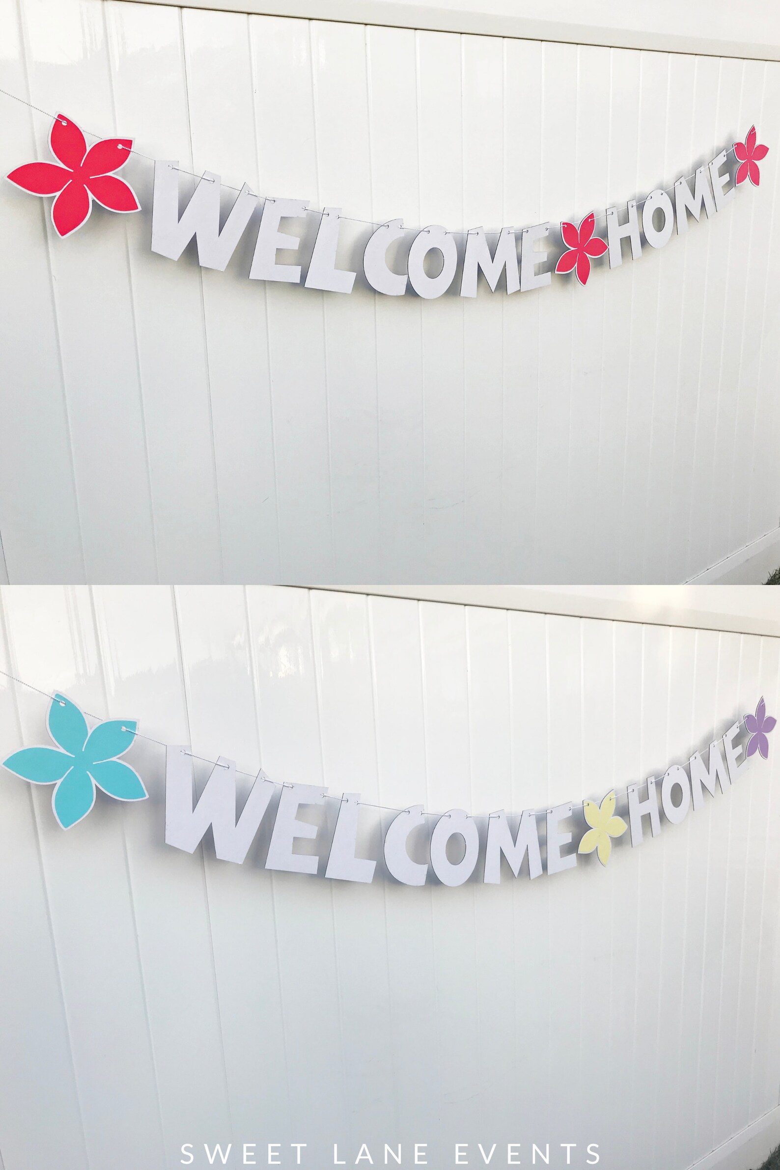 Welcome Home Banner Tropical Flower Teal Coral Yellow Purple - Etsy