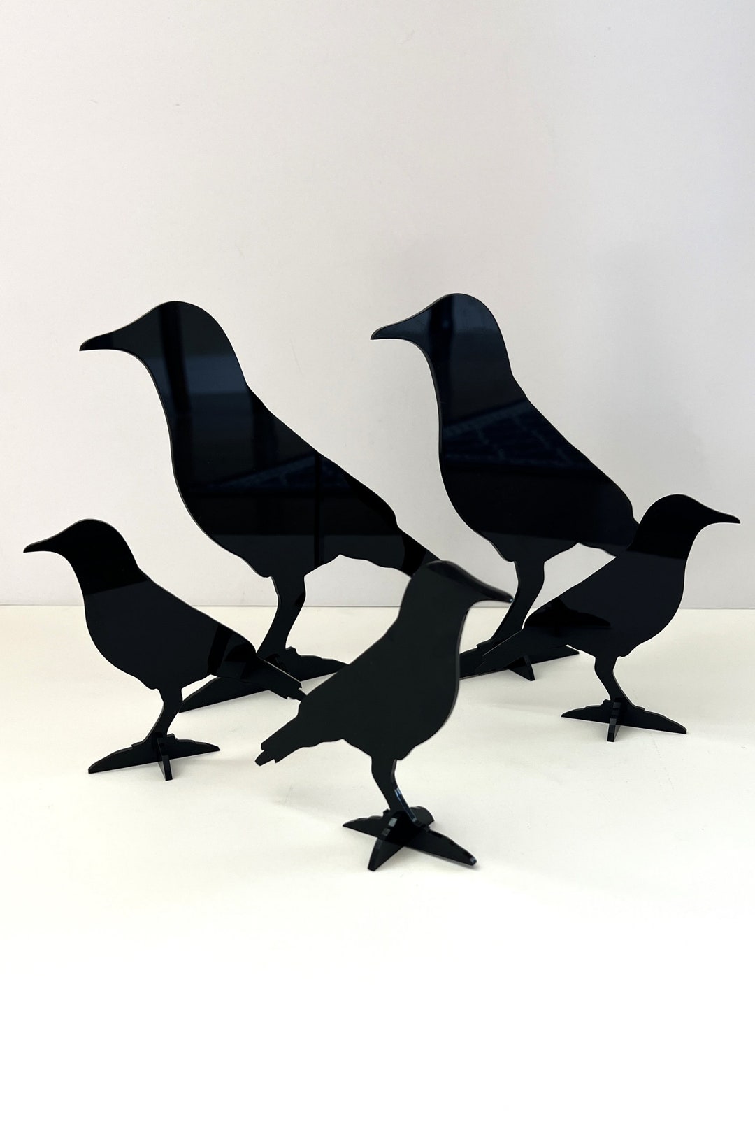Black Acrylic Ravens, Halloween Decoration, Blackbird Decor, Spooky ...