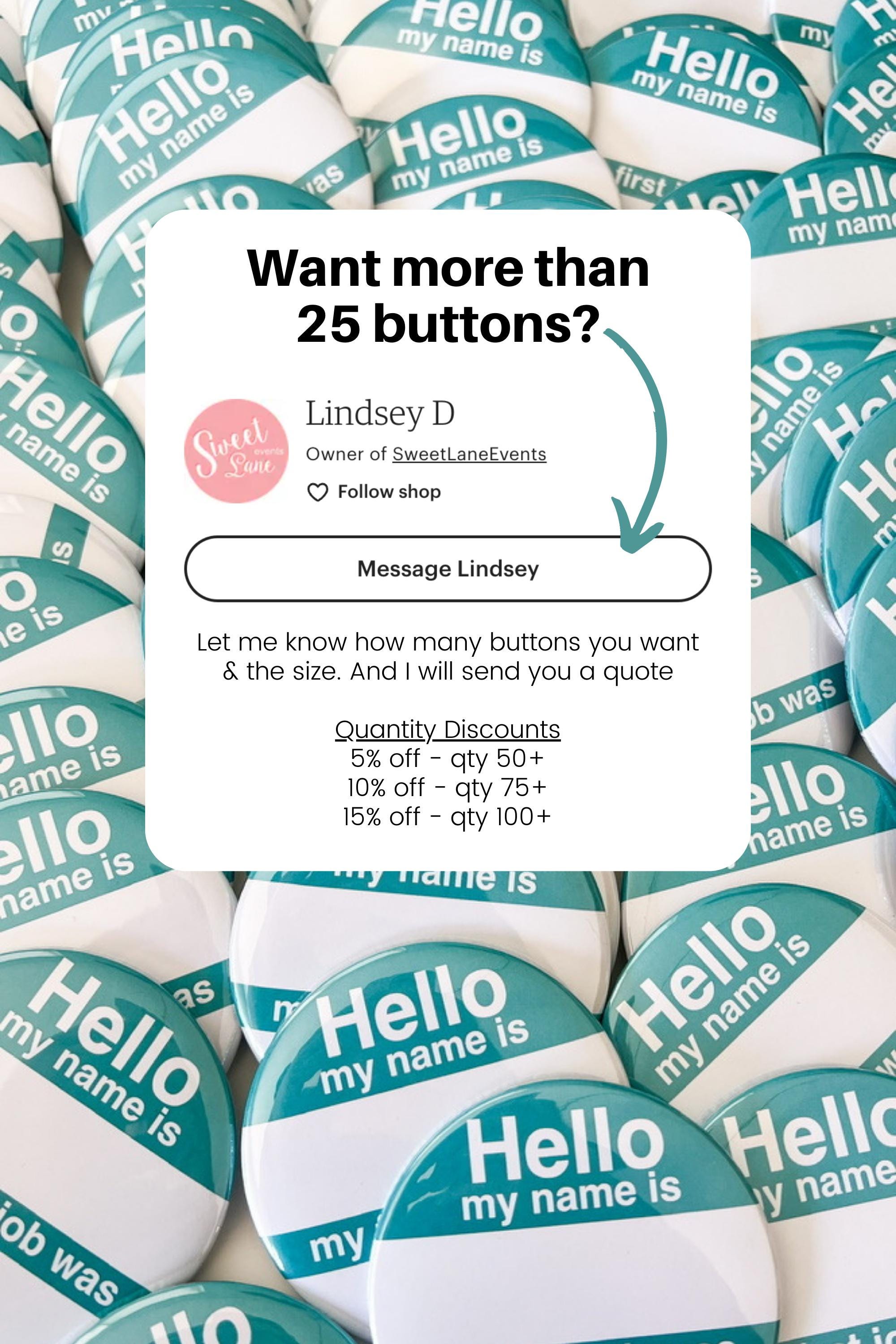 Hello My Name is Party Name Buttons Custom Party Conversation Starters ...