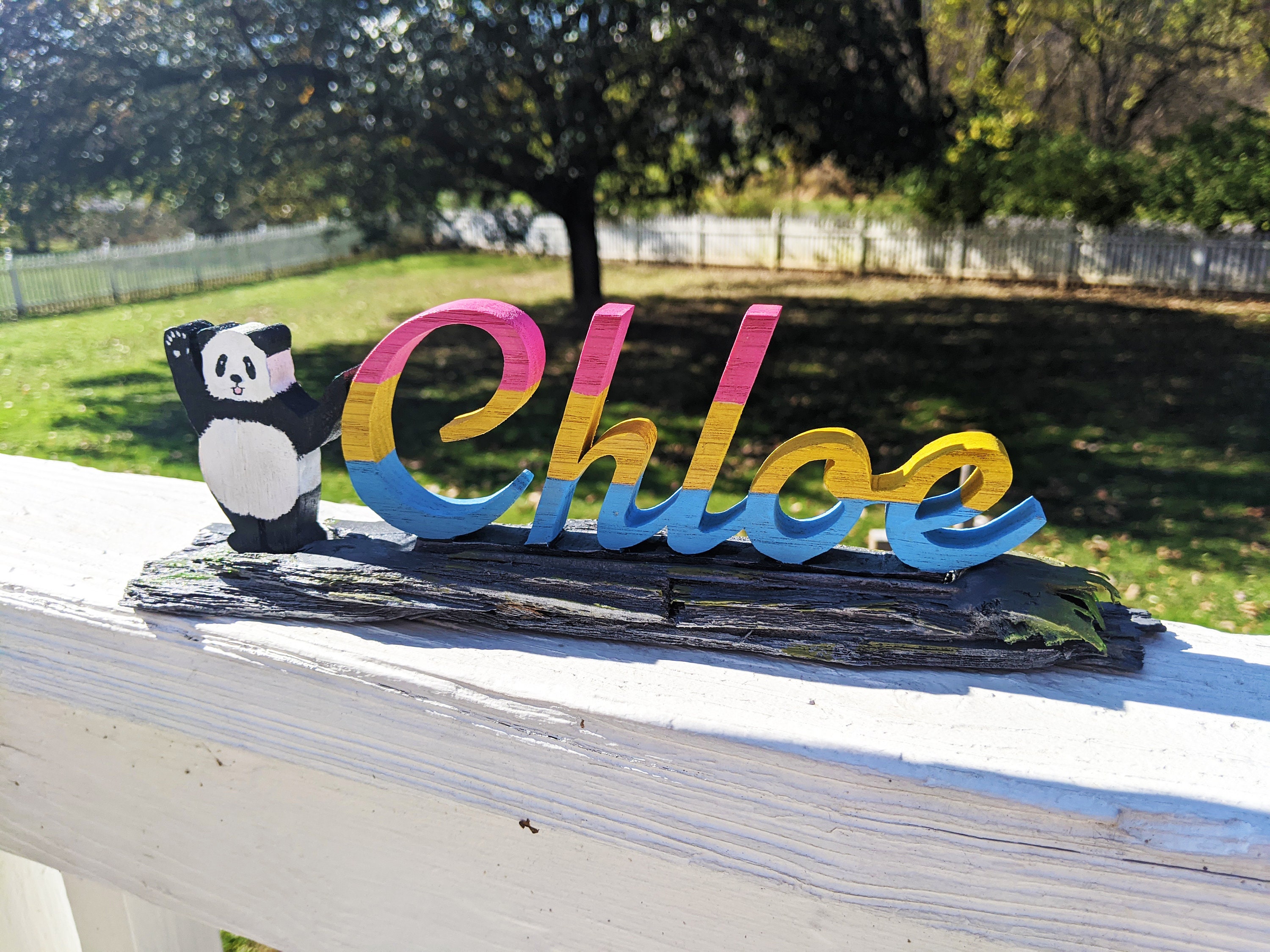 Panda Bear Wooden Name Plate, Personalized Custom Name Plate, Natural ...