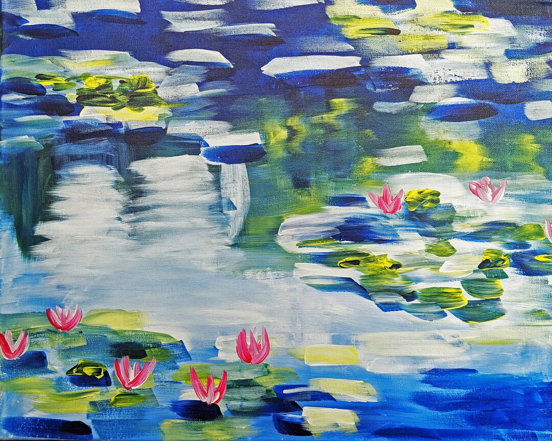 Impressionist Pond, Hand Painted, Acrylic on Canvas, 16x20 - Etsy