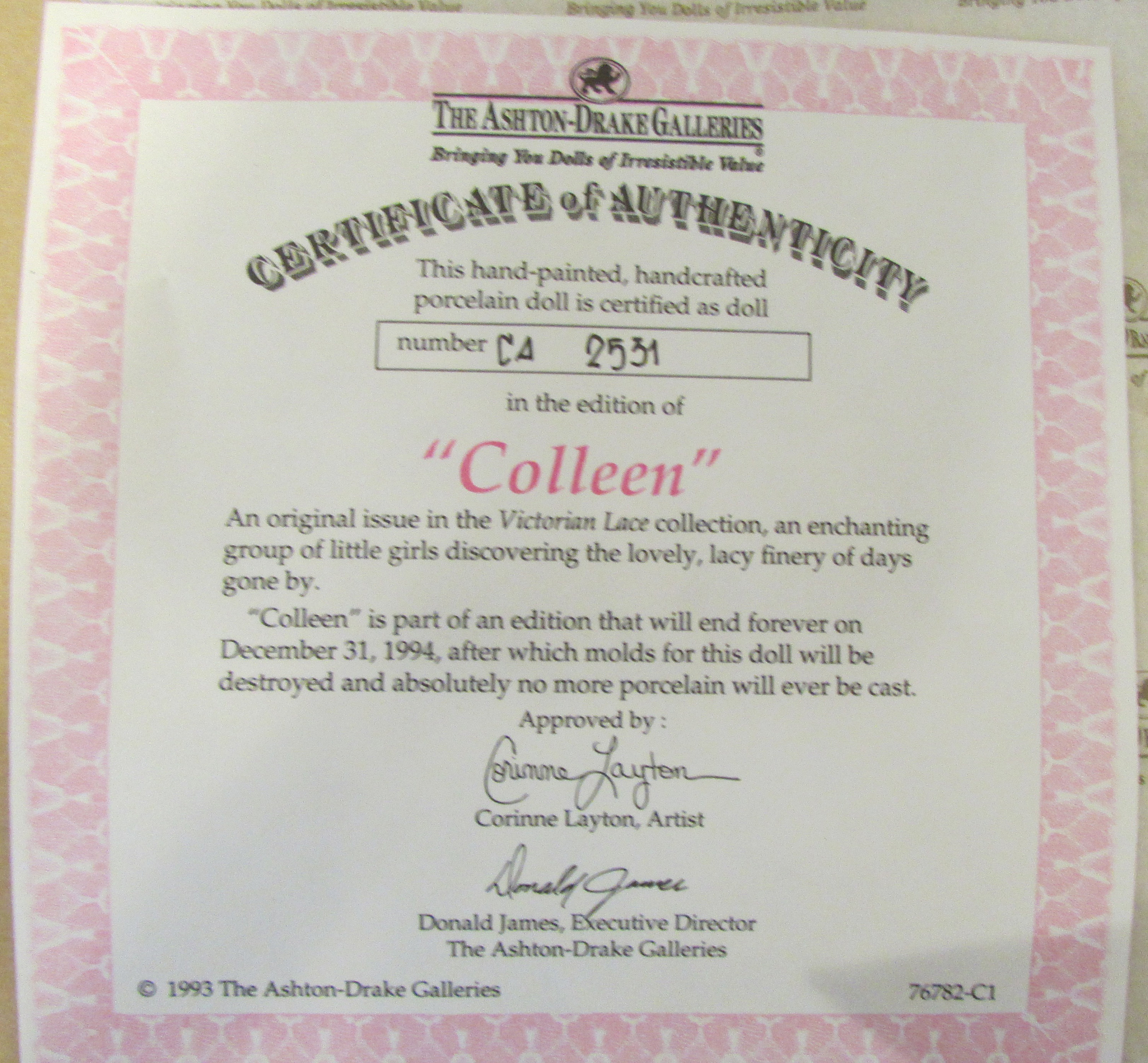 Colleen by Ashton Drake, Vintage Porcelain Collectible Doll - Etsy