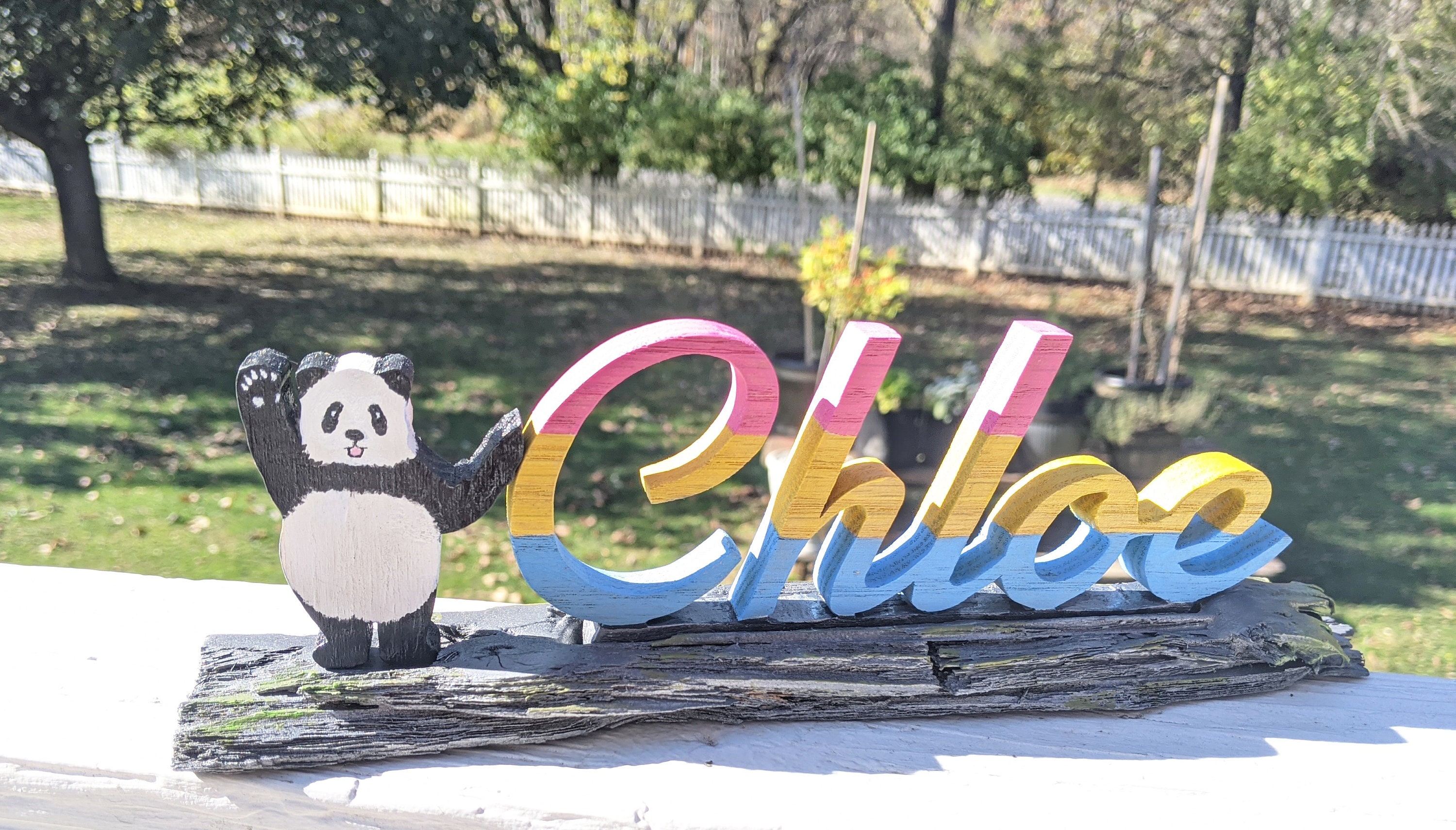 Panda Bear Wooden Name Plate, Personalized Custom Name Plate, Natural ...