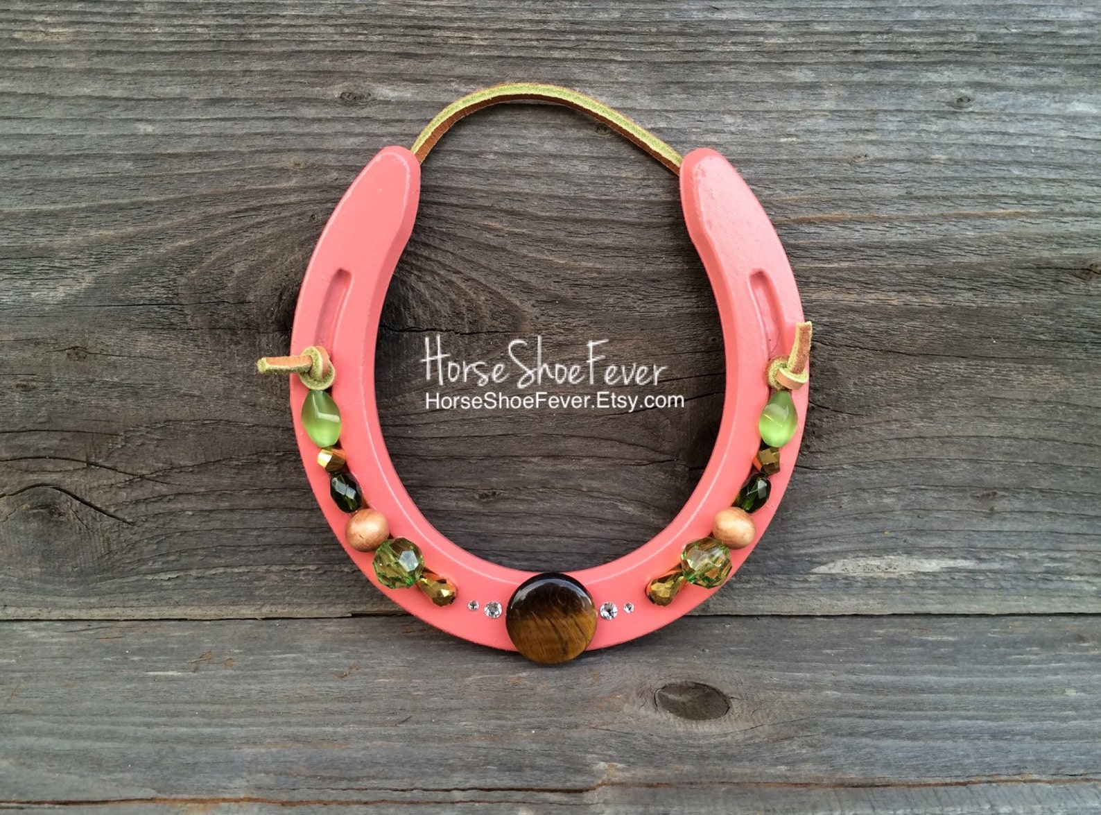 Coral Beaded Horseshoe Art. Decorative Horseshoes. Horseshoe Decor ...