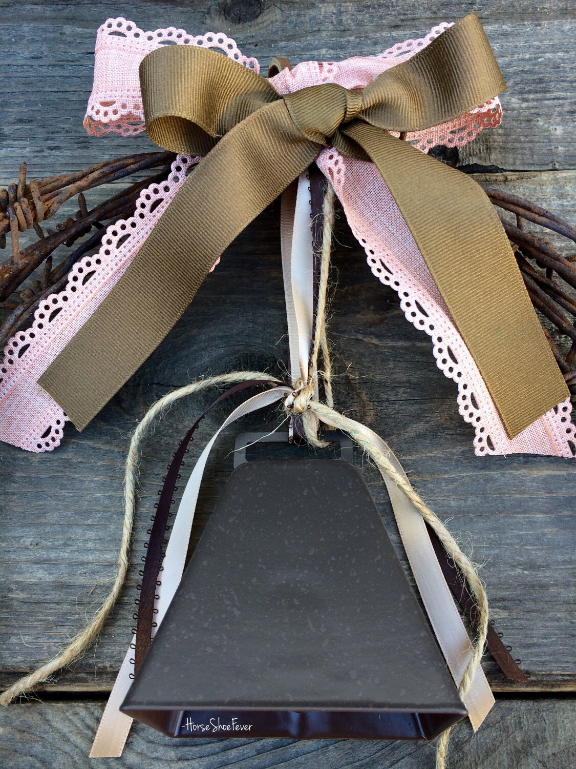 Rustic Home Decor Cowbell Barbwire Wreath Country Cows - Etsy