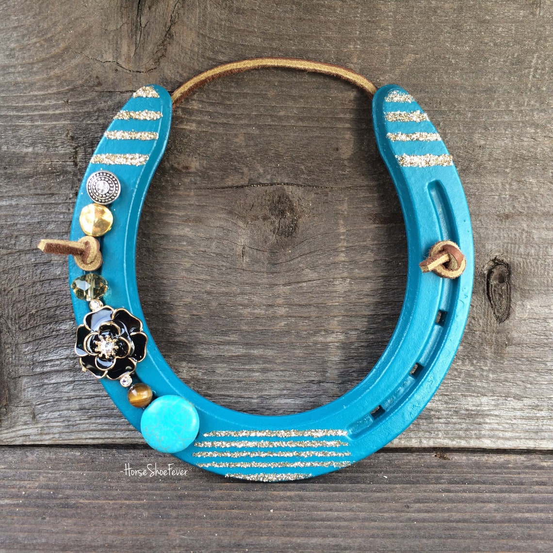 Blue Horseshoe Decor Equestrian Rustic Modern Beaded - Etsy