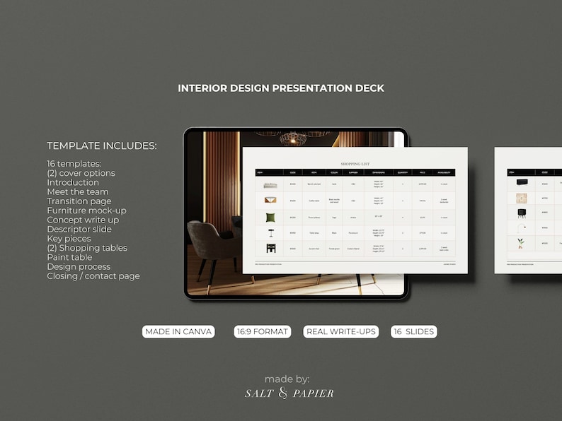 Interior Design Presentation Deck, Canva Template, FF&E Schedule ...