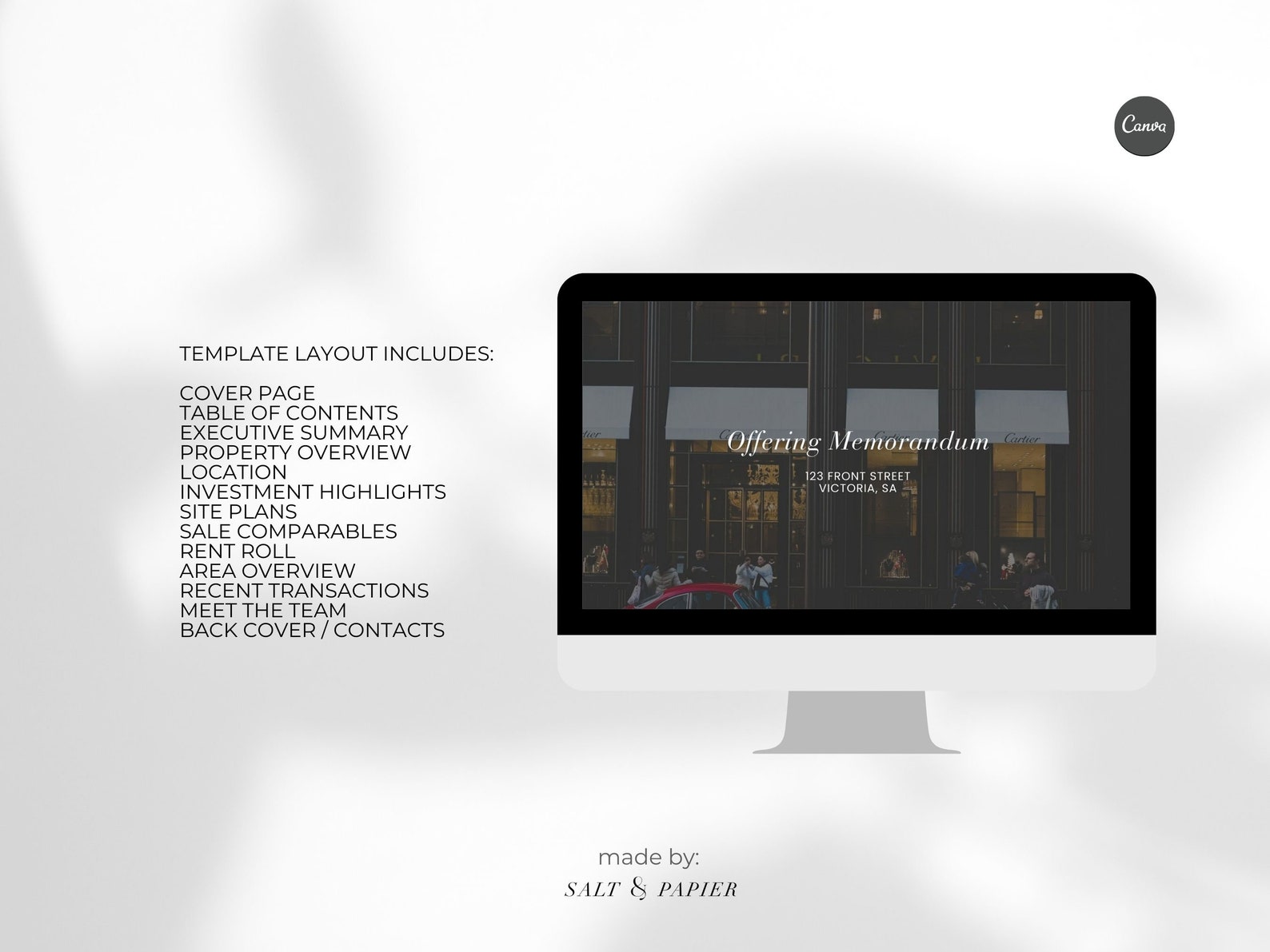 Commercial Real Estate Offer Memorandum Template: Minimalist Design ...