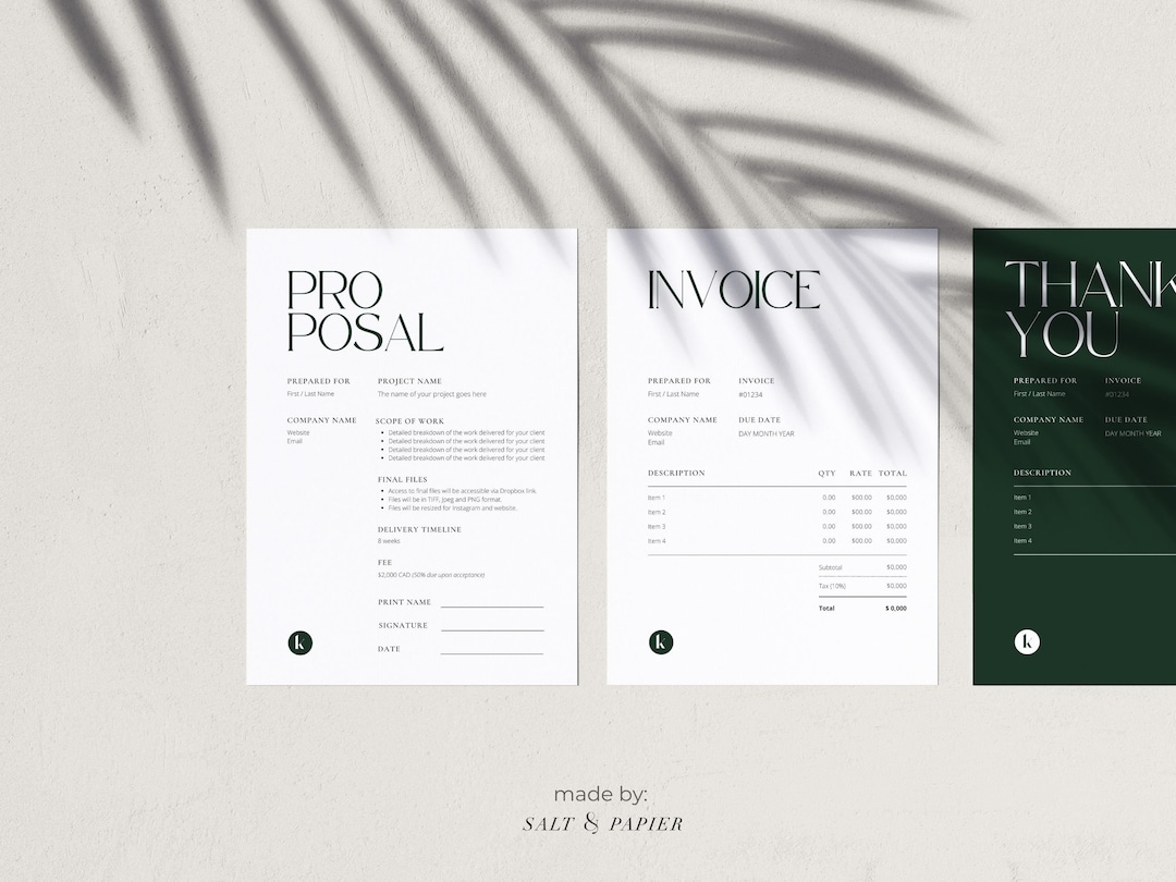 Business Templates, Proposal Invoice Receipt, Small Business Templates ...