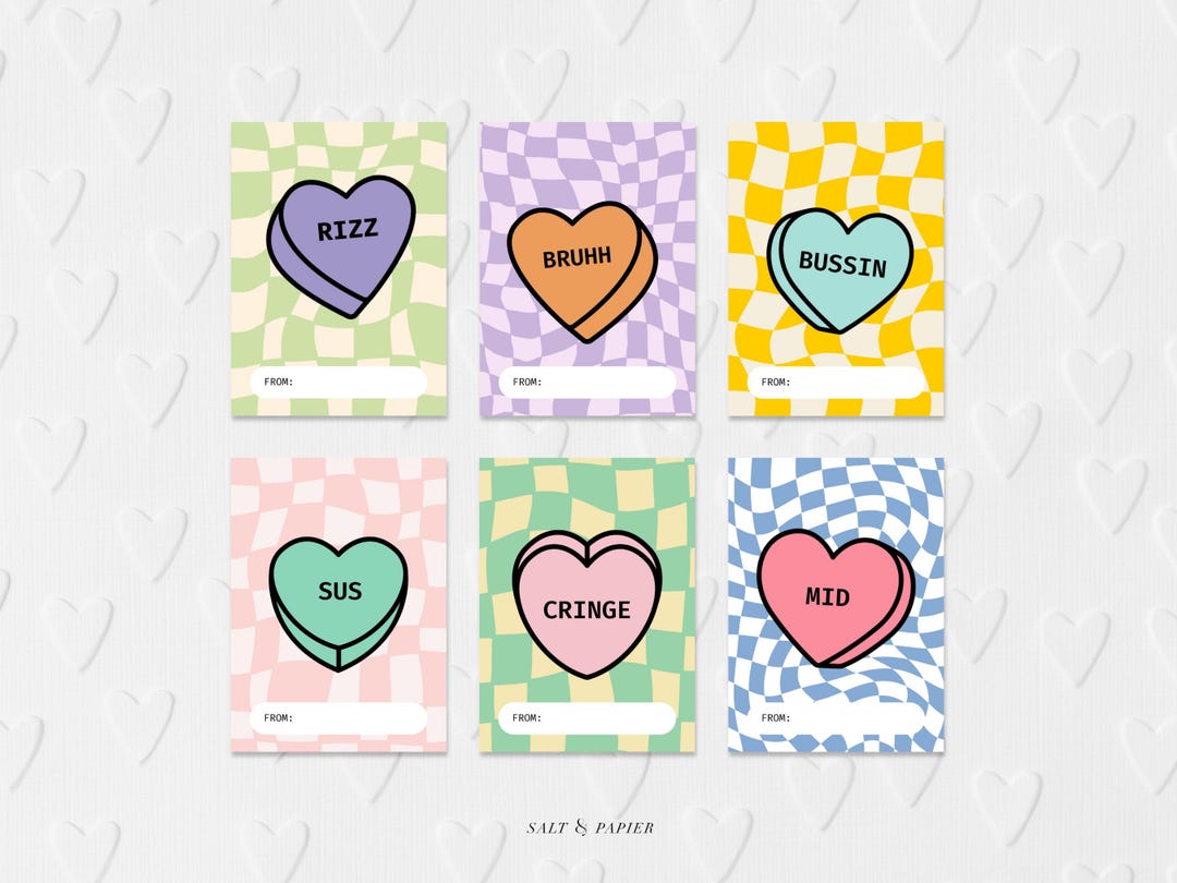 Gen Z Valentines Day Card, Printable Instant Download, Candy Hearts ...