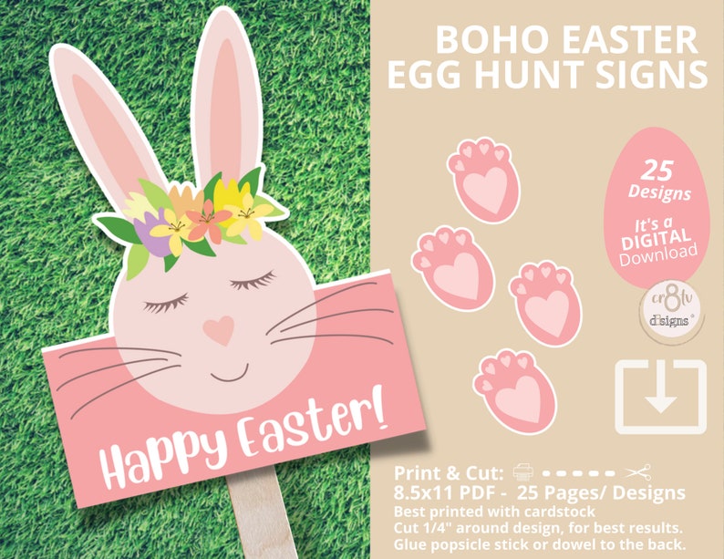 Boho Easter Egg Hunt Signs - Digital Instant Download - Etsy