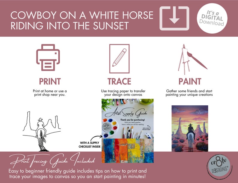 Cowboy on A White Horse Acrylic Painting Tutorial Step-by-step ...