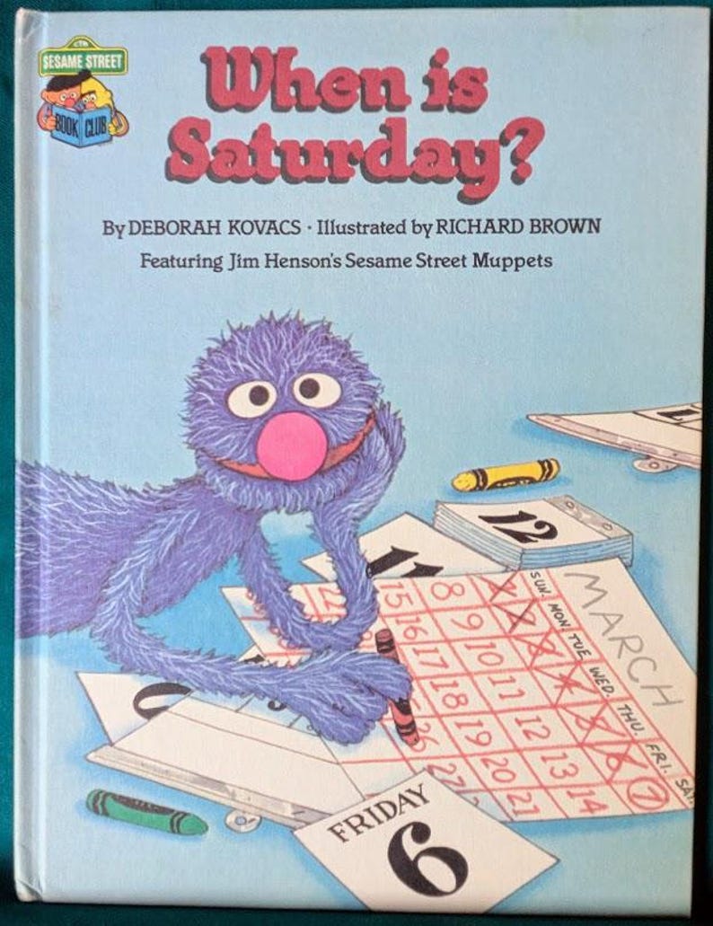 Sesame Street Grover Storybook: When is Saturday? 1981 Edition - Etsy