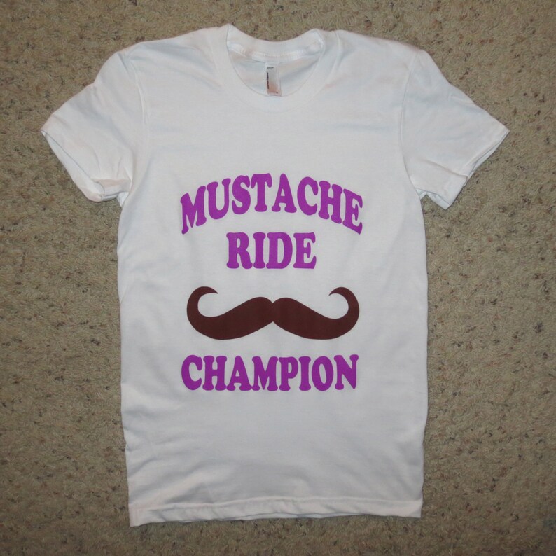 Womens Mustache Ride Champion T Shirt Funny Cute Stache Beard Girls ...