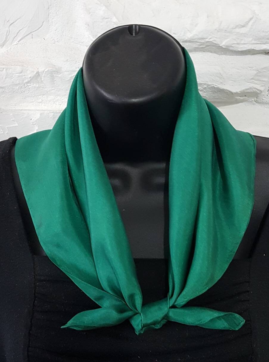 Emerald Green Pure silk neckerchief silk square gift for | Etsy