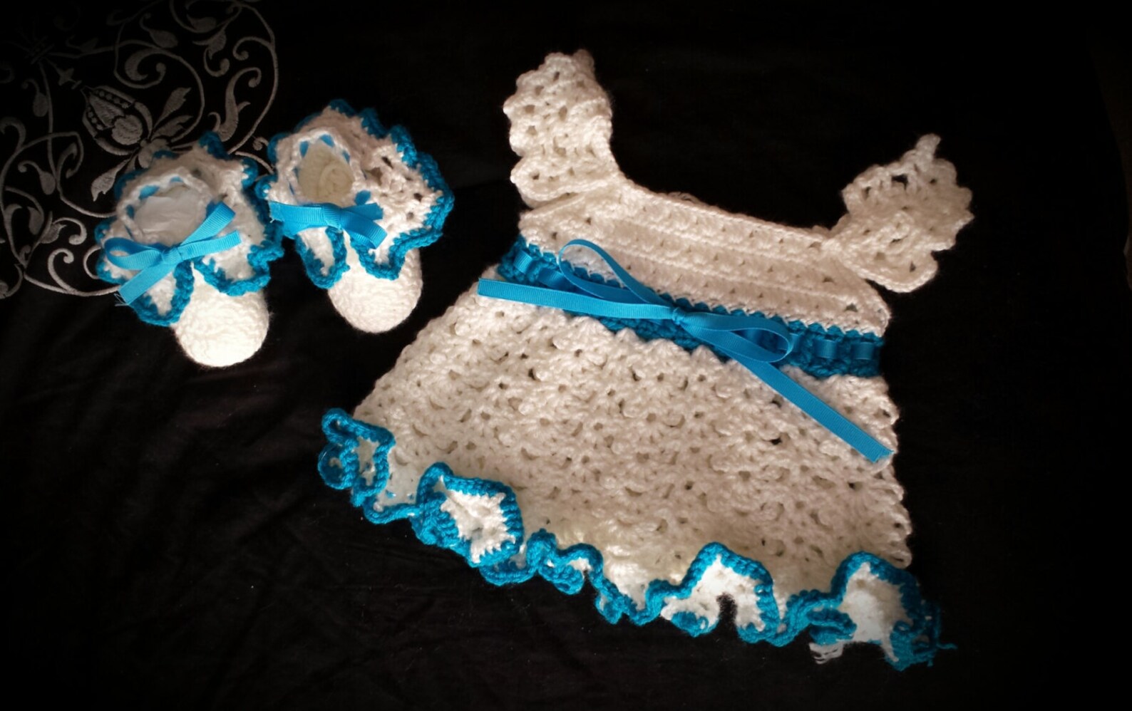 Lacey Trim Baby Dress and Booties - Etsy
