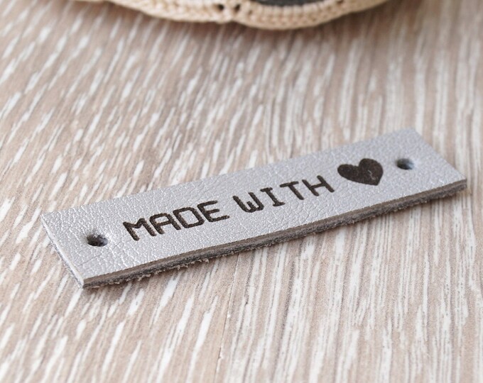 Made with love leather labels custom labels personalized | Etsy