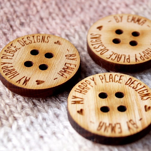 Custom Wooden Buttons Personalized With Your Text - Etsy