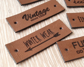 Custom Engraved Leather Labels Care Labels Personalized Real - Etsy