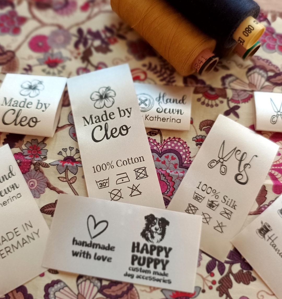 Custom Satin Fabric Labels, Pre-cut Satin Tags, Sew on Logo Labels ...